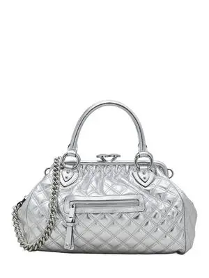 Marc Jacobs Re-edition Quilted Metallic Leather Stam Bag In Silver