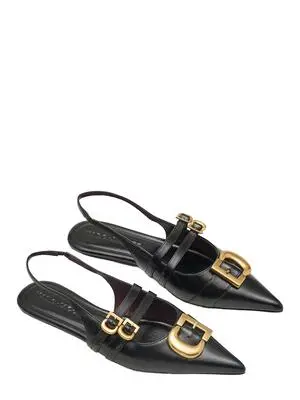 MARC JACOBS The Doll Shoe Slingback With Decorative Straps And Gold Buckle