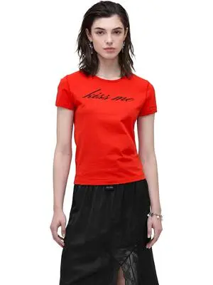 Marc Jacobs Kiss Me' Shrunken T-shirt - True Red
