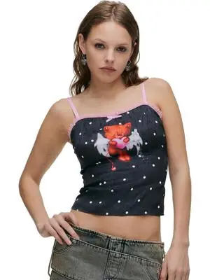 Marc Jacobs Heavy Heart Spots Satin Tank - Black Multi