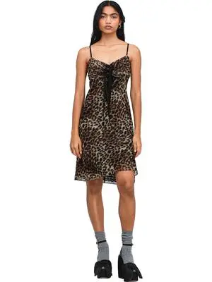 Marc Jacobs Leopard Slip Dress In Size - Brown Multi