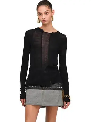 Marc Jacobs Sheer Paneled Knit Longsleeve - Black