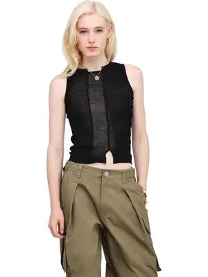 Marc Jacobs Sheer Paneled Knit Tank - Black