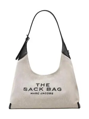 Marc Jacobs The Leather-trim Canvas Belted Sack Bag - Ivory/black