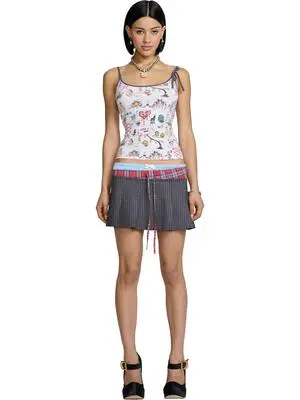 Marc Jacobs Pleated Boxer Skirt In Size - Grey Multi