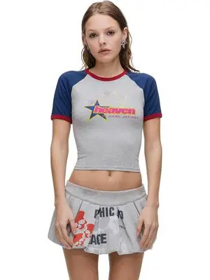 Marc Jacobs Heaven Logo Raglan Baby Tee - Grey Multi