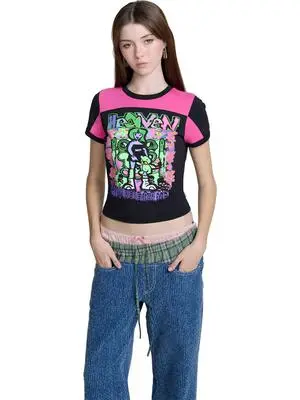 Marc Jacobs Do U Remember Panel Baby Tee - Black Multi