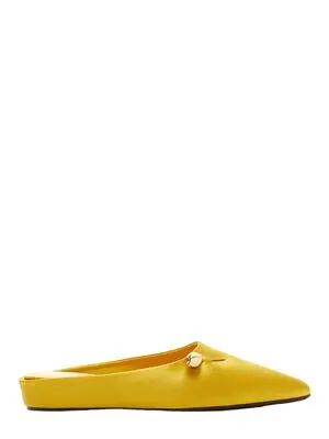 HERBERT LEVINE Satin Slip-on Mules With Gold Tone Detail - Yellow