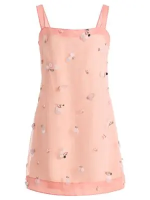 SIMKHAI Sumi Embellished Silk Mini Dress