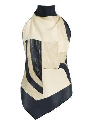 SIR. SIR Sona Silk Halter Tie Top With Print And Asymmetrical Hem Multi