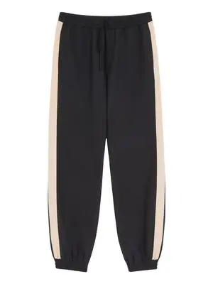 Valentino Garavani Vgold Nylon Track Trousers With Contrast Side Band And Gold V Pocket Detail - Black