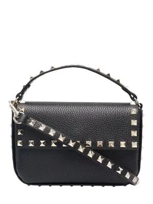 Valentino Garavani Rockstud Handbag With Silver-tone Studs And Adjustable Strap - Black