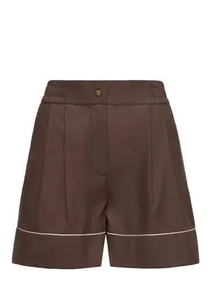 Moncler Tailored Cotton Blend Shorts With Elasticated Waistband - Brown