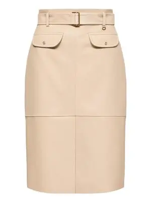 Moncler Knee-length Leather Skirt - Beige