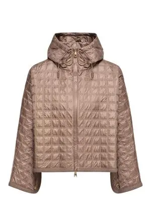 Moncler Hooded Square-quilted Padded Cape - Brown