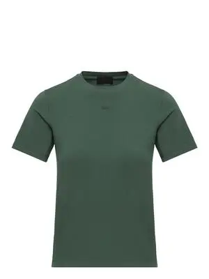 Moncler MONCLER COLLECTION Logo Cotton Jersey Cropped T-Shirt Green