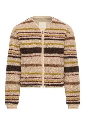 Moncler Striped Teddy Zip-up Cardigan - Beige