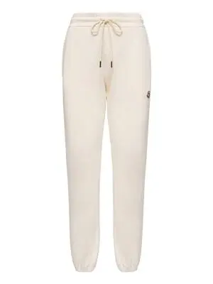 Moncler Logo Cotton Blend Fleece Sweatpants - White