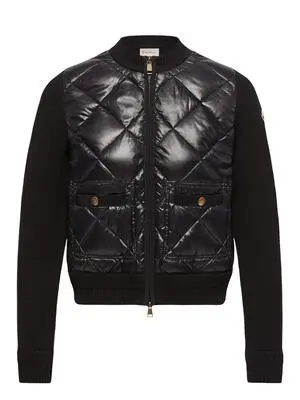 Moncler Cotton Padded Cardigan With Down-filled Front - Black