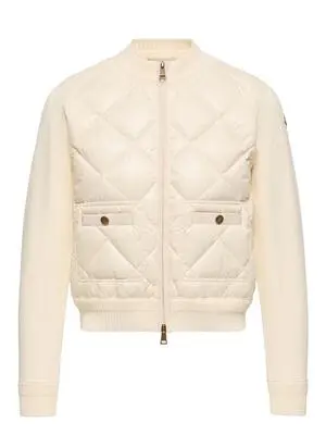 Moncler Cotton Padded Cardigan With Down-filled Front - White