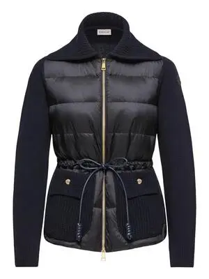 Moncler Wool & Cashmere Blend Padded Zip-up Cardigan - Blue