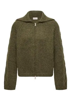 Moncler Alpaca Blend Zip Up Cardigan - Green