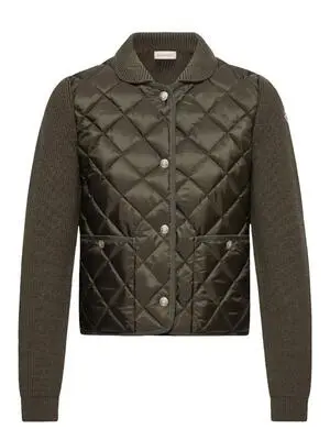 Moncler MONCLER COLLECTION Diamond Quilted Padded Wool Cardigan Green