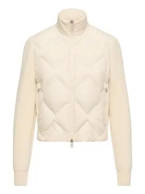 Moncler Wool & Cashmere Padded Zip-up Cardigan - White