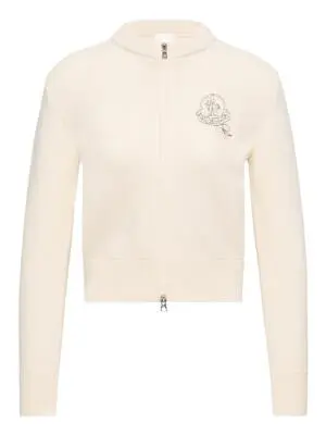 Moncler Wool & Cashmere Blend Zip-up Cardigan - White