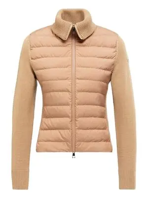 Moncler Padded Zip-up Wool Cardigan - Beige