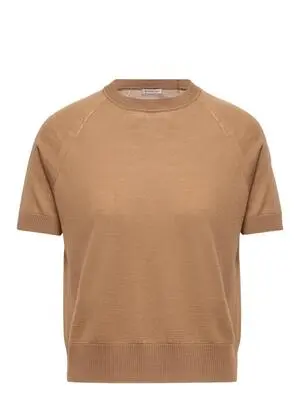 Moncler Short Sleeve Wool Sweater - Brown
