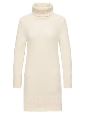 Moncler Alpaca Blend Knit Turtleneck Dress - White