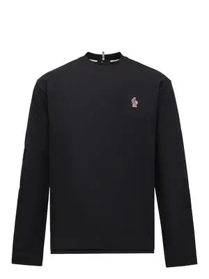 Moncler Logo Cotton Long Sleeve T-shirt - Black