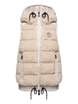 Moncler Teddy Hooded Insulated Vest - Beige