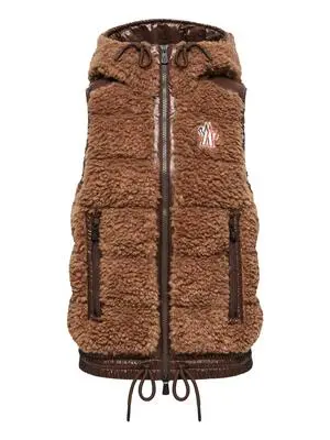 Moncler Teddy Hooded Insulated Vest - Brown