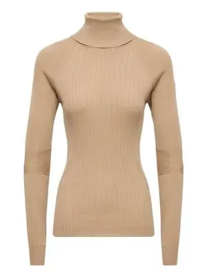Moncler MONCLER GRENOBLE Wool Blend Ribbed Turtleneck Sweater Beige