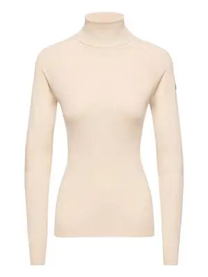 Moncler MONCLER GRENOBLE Wool Blend Ribbed Turtleneck Sweater White
