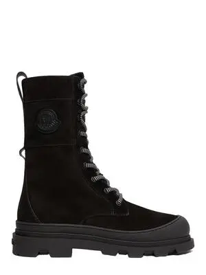 Moncler Vera High Lace-up Suede Boots - Black