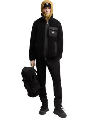 Moncler Teddy Zip-up Sweatshirt With Pocket - Black