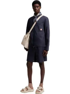 MONCLER X GILGA FARM DESIGNED BY DONALD GLOVER X Gilga Farm Donald Glover Linen Blend Shorts - Blue