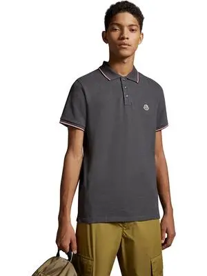 Moncler Logo Patch Polo Shirt - Grey
