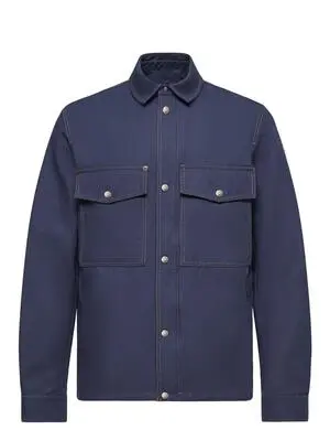 Moncler Watagua Cotton & Linen Blend Shirt Jacket - Blue