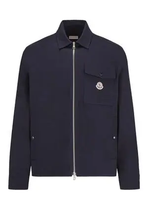 Moncler Cotton Blend Gabardine Shirt Jacket - Blue