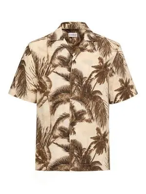 Moncler Cotton & Linen Blend Short Sleeve Shirt - Multicolor