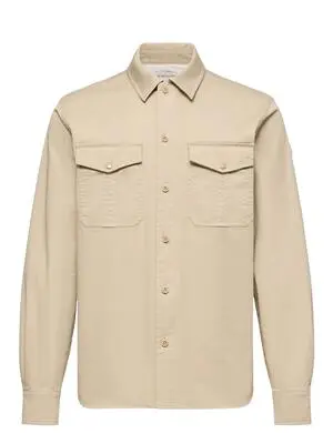 Moncler Cotton Blend Gabardine Long Sleeve Shirt - Beige