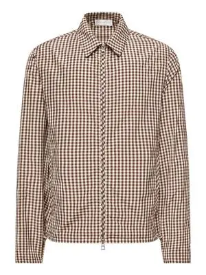 MONCLER Vichy Cotton Blend Zip-Up Shirt Jacket