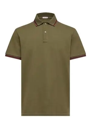Moncler Double Collar Cotton Piquet Polo Shirt - Green