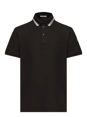 Moncler Cotton Piquet Polo Shirt - Black