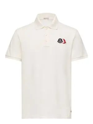 Moncler Logo Patch Cotton Piquet Polo Shirt - White