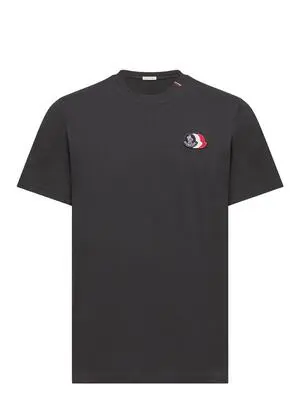 Moncler Embroidered Tricolor Logo Cotton T-shirt - Blue